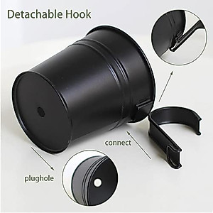 XZJMY 5 Pcs Hanging Flower Pots Metal Iron Bucket Planter Pot Metal Bucket Flower Holder with Hook Indoor Outdoor Decor for Railing Fence Balcony Garden (Black)