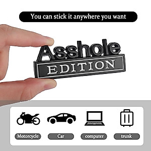 Asshole Edition Custom Car Emblem,3D Heavy Metal Car Badges Car Decals with Strong Car Emblem Adhesive,One of The Best Automotive Exterior Accessories Decoration (Black/White)