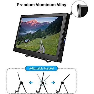 Kenowa 13.3 inch Portable Monitor, PC 16:9 Display with HDMI VGA External Screen for Raspberry pi/Computer/Laptop/PS3/PS4 Xbox,Built-in Stand,HD Resolution 1366x768 60HZ