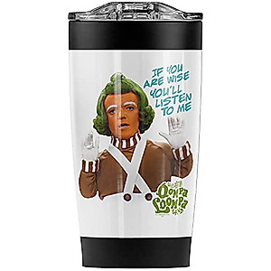 Willy Wonka Oompa Loompa Listen Stainless Steel Tumbler 20 oz Coffee Travel Mug/Cup, Vacuum Insulated & Double Wall with Leakproof Sliding Lid | Great for Hot Drinks and Cold Beverages