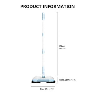Ckuakiwu Manual Vacuum Sweeper, 180 Degree Rotating Push Vacuum Non Electric Floor Sweeper, 2 in 1 Manual Sweeper for Carpet and Floors(Blue)