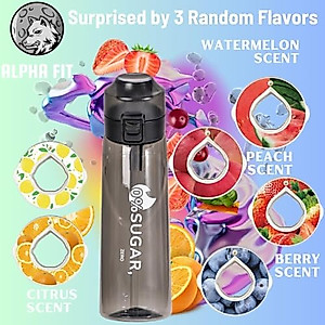 Alpha Fit Scent Water Bottle Starter Set, Water Bottle with Flavor Pods, Water Bottle for School Kids, Black Water Bottle (Black - 1 bottle (22 oz/650 ml) + 3 pods in random flavors)