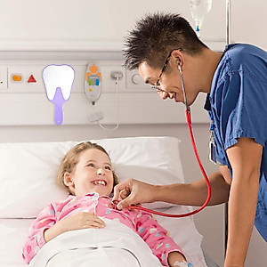 Jetec 2 Pieces Tooth Shaped Handheld Mirror Cute Makeup Mirror Hand Held Plastic Dental Mirrors with Handle Cosmetic Hand Mirror Back to School for Women Men Gifts(White, Purple)