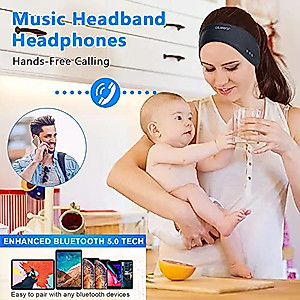 Bluetooth Headband Sleep Headphones Wireless V5.5 Sports Headband with Thin Stereo Speaker for Yoga Running Outdoor Indoor Sports and Travelling