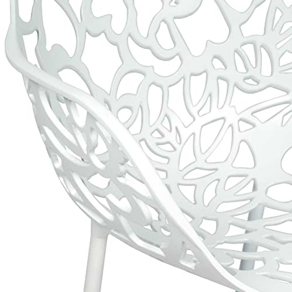 LeisureMod Devon Modern Aluminum Indoor-Outdoor Stackable Side Dining Arm Chair, Set of 2 (White)