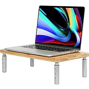 SDQF Bamboo Adjustable Computer Monitor Desk Stand Monitor Computer Stand Monitor Riser Home Office Desktop Organizer Office Accessories Monitor Stands Computer Accessories