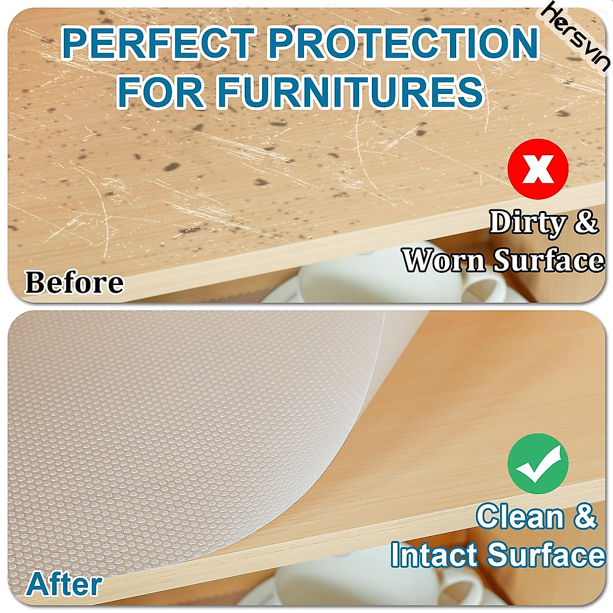 Hersvin Shelf Liner, 24" x20' Non-Adhesive Drawer Liners EVA Kitchen Cupboard Cabinet Covering Undersink Mat Washable Fridge Lining Paper for Home Office (Clear/Dot)