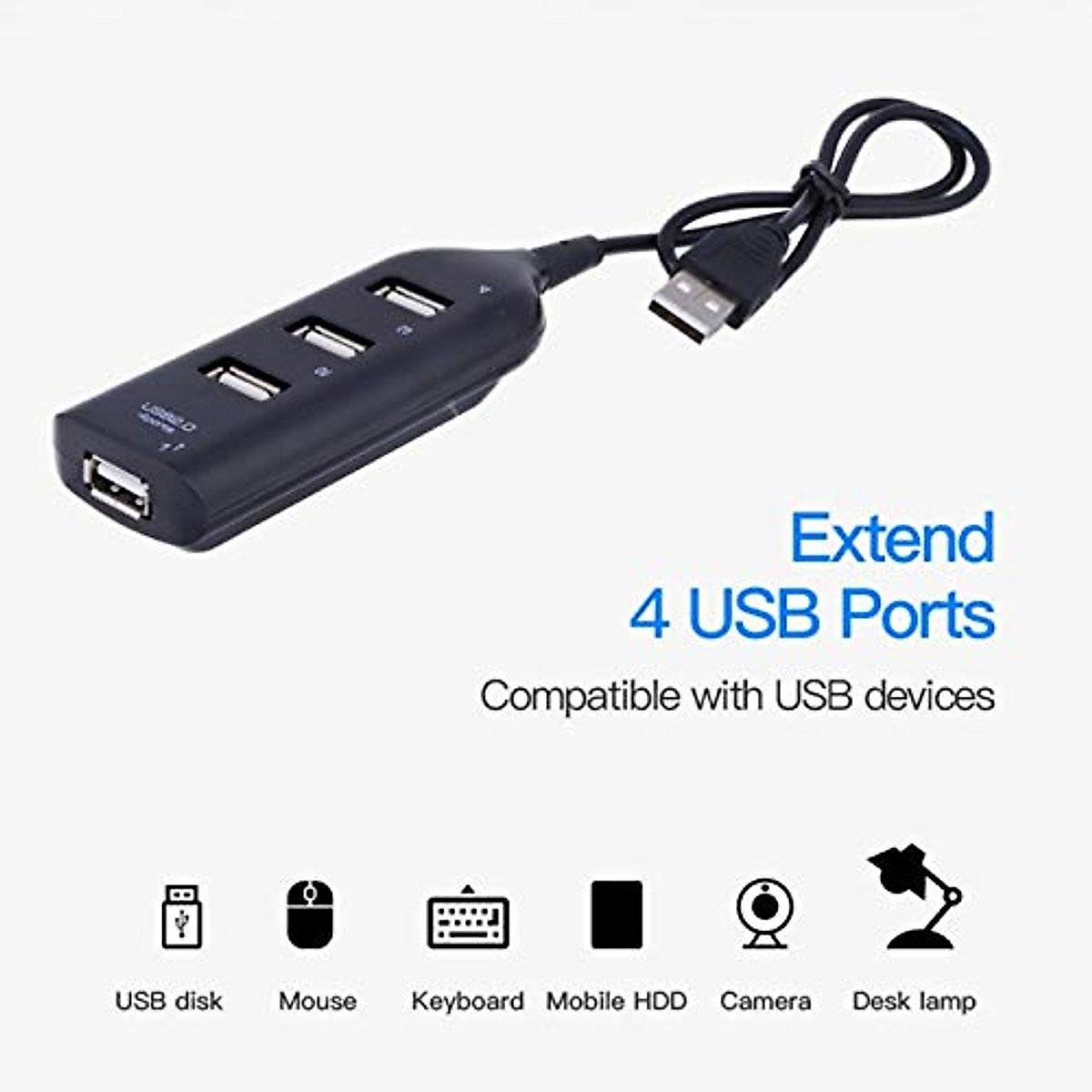 Lysee USB Cables - High Speed Micro Mini 4 Ports USB HUB 2.0 Splitter Adapter USB Cable Converters fo rLaptop PC Notebook Receiver Computer - (Color: Red, Length: 20cm)
