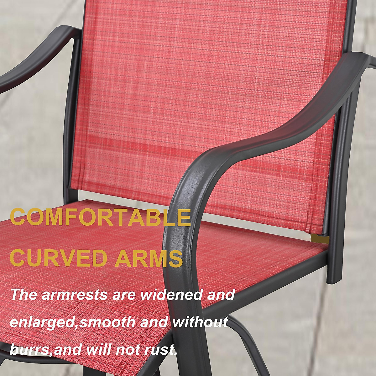 PatioFestival Patio Swivel Bar Stools Outdoor High Bistro Stools Height Chairs All Weather Garden Furniture Bar Dining Chair,Set of 2