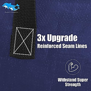 SWEET DOLPHIN 6 Pack Extra Large Moving Bags with Strong Zippers & Carrying Handles, Heavy Duty Storage Tote for Space Saving Moving Storage, Fold Flat, Alternative to Moving Box (Navy Blue)