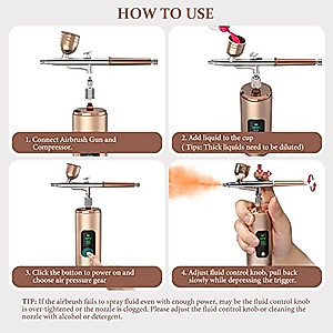 PELCAS Cordless Airbrush Kit with Compressor LCD Display, Rechargeable 36PSI Airbrush Gun, Handheld Airbrush Machine for Nails Art, Painting, Barber, Cake Decor, Cookie, Mode, Tattoo