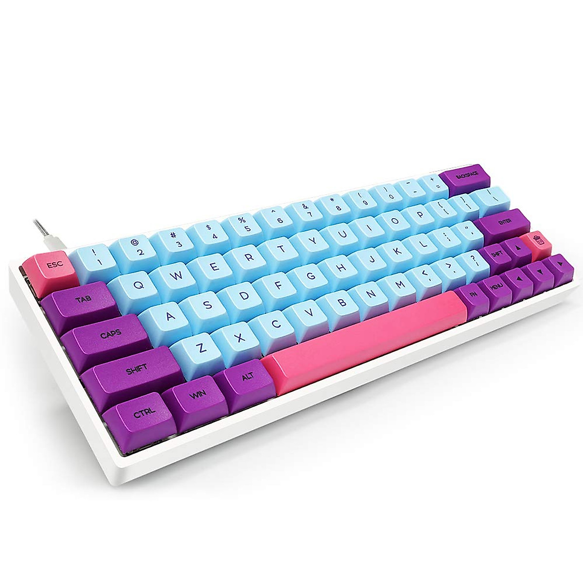 SK64 60% Mechanical Gaming Keyboard, 61 Keys Multi Color RGB Illuminated LED Backlit Wired Programmable With PBT Heat Sublimation Keycaps for PC/Mac Gamer (Joker Limited Edition, Gateron Optical Blue)