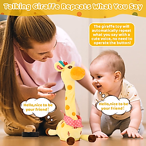 Emoin Giraffe Stuffed Animal Baby Toys 6 to 12 months Giraffe Toys Singing 10 Children's Songs Dancing Giraffe Light Up Toys Repeat What You Say Giraffe Gifts for Toddlers 1-3 Years Old