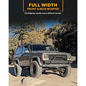 Autoholic Front Bumper & Rear Bumper Kit Fit for 1984-2001 Jeep Cherokee XJ with Hitch Receiver D-rings