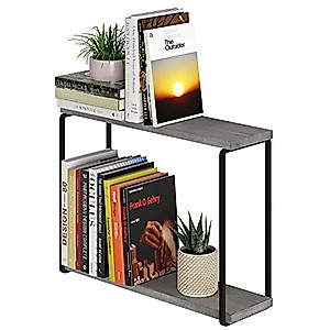 Wallniture Porto Floating Shelves for Wall Storage, Bookshelf for Living Room Decor, 2-Tier Kitchen Organization & Bathroom Shelves, 17" Wall Shelves for Bedroom Gray