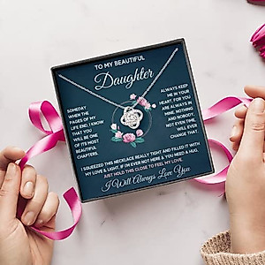 Daughter Gift From Mom Mother Daughter Necklace Birthday Graduation Christmas Jewelry Gifts For My Beautiful Daugther Adult Daughter with Message Card and Gift Box. Gift for Daughter. Daughter Gift. Necklace for Daughter Gift (Standard Box, Chapters Squee