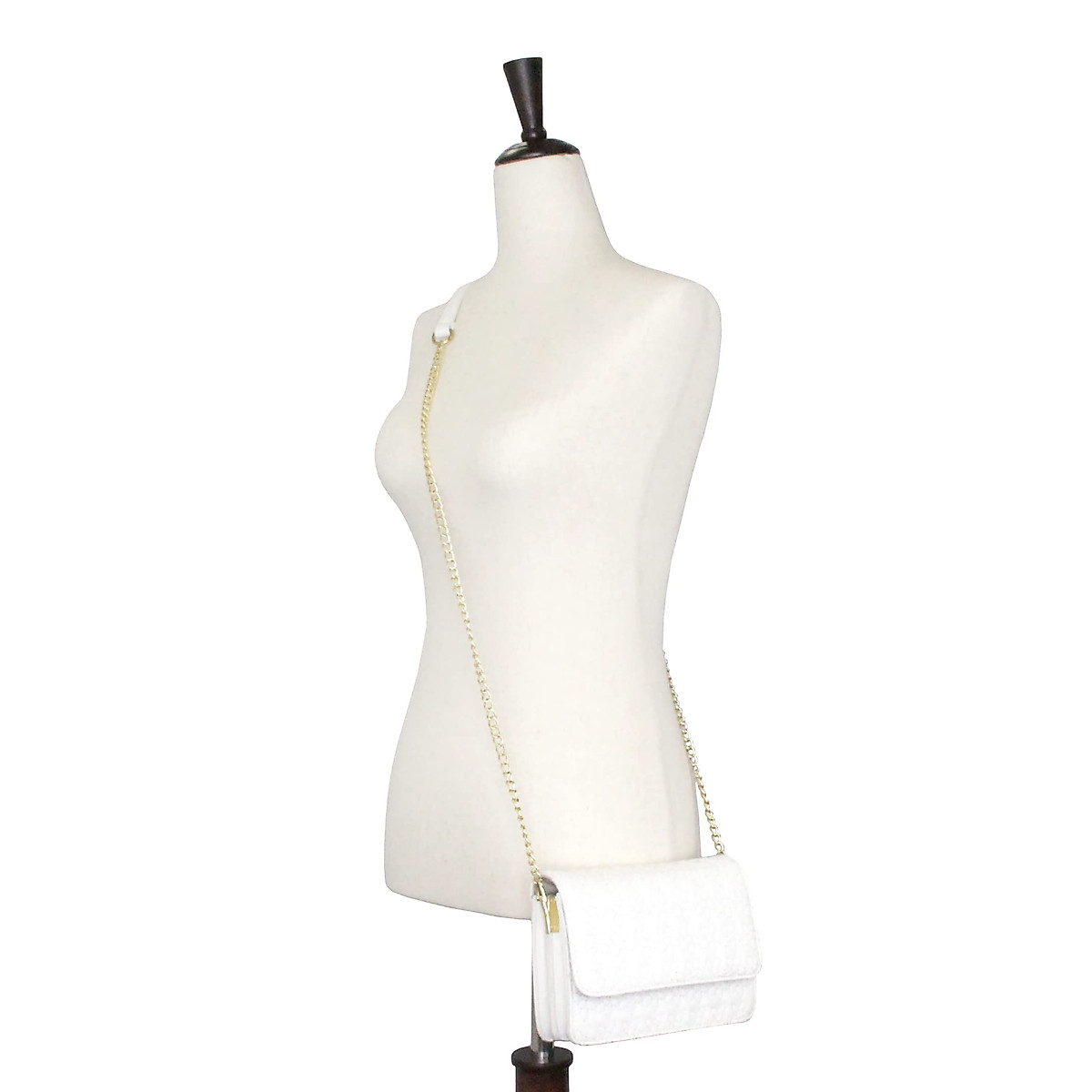 Olivia Miller Women's Fashion Rose Flower Embroidered Faux PU Leather Front Flap w Multi Compartment Off White Crossbody Bag Everyday Small Evening Casual Work Purse Handbag