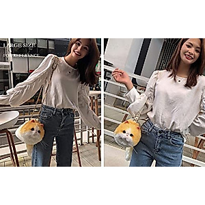 RJStylish Fashion Handmade Cutest Cat-like Plush Kitty Purse for Women Tote bag Shoulder bag Crossbody bag (Yellow N White Cat, Large)