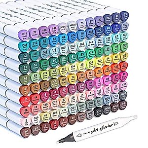 121 Colors Dual Tip Alcohol Based Art Markers,120 Colors plus 1 Blender Permanent Marker 1 Marker Pad with Case Perfect for Kids Adult Coloring Books Sketching Card Making…