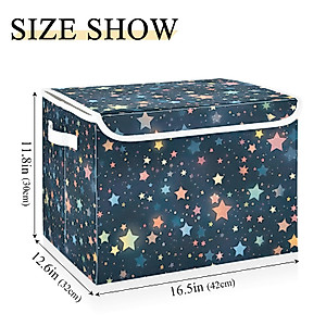 Moudou Star Storage Bin with Lid, Large Collapsible Cube Storage Box for Closet, Office, Bedroom, Home Decor