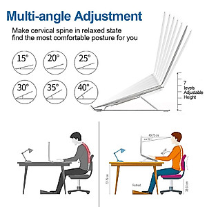 HONGO Laptop Stand, Aluminum Portable Monitor Tablet Stand Notebook Riser Foldable Ventilated with 7-Angels Adjustable, Lightweight Holder for MacBook Dell, HP, Lenovo More Laptops & Tablet