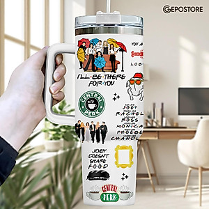 GEPOSTORE Christmas Gifts for Men Women, Friendship 40oz Tumbler with Handle, Funny Movie Character Travel Cup, Birthday Gifts for Movie Lover