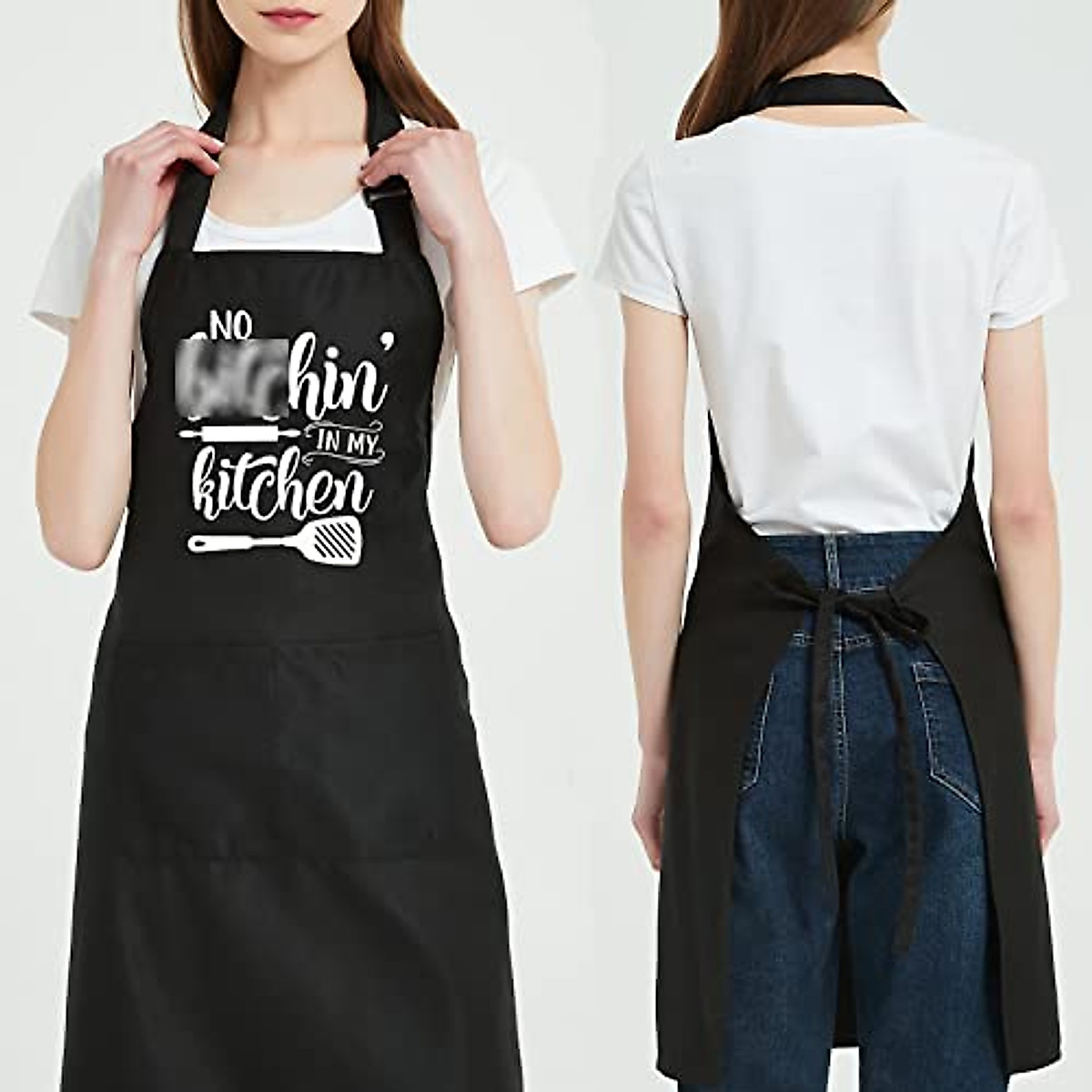OzosKeiw Funny Cooking Aprons for Women with Pockets, Personalized BBQ Baking Chef Apron Kitchen Gifts for Mom Dad Mother Father Wife Husba One Size