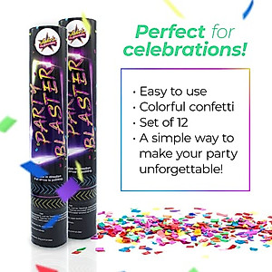 Jake's Celebrations Colorful Confetti Cannon – Compressed Air Confetti Poppers – Easy to Use Funny Confetti Shooters – Confetti Cannons for Weddings, Parties & Holidays (Set of 12)…