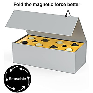 MONDEPAC Gift Box with Magnetic Closure Lid 12" X 6" X 4" for Presents,Luxury for Gift Packaging, Bridesmaid Gifts Box, Magnetic Gift Box for Gifts,Birthday Gift Box,Christmas Gift Box (Silver)