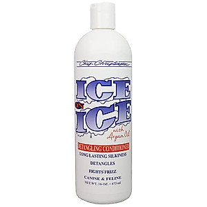 Chris Christensen Ice on Ice Detangling Dog Conditioner, Groom Like a Professional, Dematts, Moisturizes, Creates Long Lasting Silkiness, All Coat Types, Made in USA, 16oz