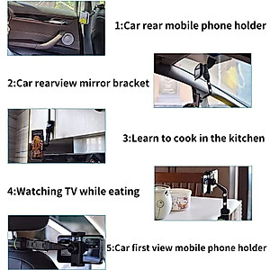 HENGSHI Car Phone Holder,360° Rearview Mirror Phone Holder,Phone Holder Phone Mount Universal Adjustable Holder Cradle Car Mount for Cell Phone