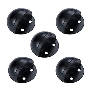 5PCS Double-Sided Adhesive Tape No Need to Drill Doorstop, Stainless Steel Half Dome Floor Door Stop Black Finish Door Stoppers by TPOHH