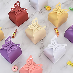 BEISHIDA 50pcs Pink Butterfly Decorations Peal-Gloss Butterfly Gift Box Small Butterfly Candy Boxes for Party Favors Baby Shower Wedding Birthday Party(2.4 x 2.4 x 2.4 Inch)