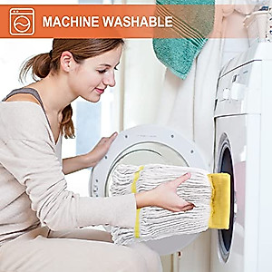 Commercial Mop Heavy Duty Industrial Mop with Long Handle,60" Looped-End String Wet Cotton Mops for Floor Cleaning,Home,Kitchen,Office,Garage and Concrete/Tile Floor