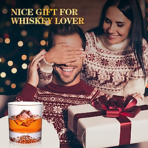 veecom Whiskey Glasses Set 4, Mountain Whiskey Glasses, 10oz Rocks Glasses, Heavy Bottom Bourbon Glass Gifts for Men, Old Fashioned Whisky Glass Sets for Cocktail, Scotch