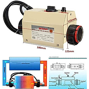 WMM 3KW 220V 240V Electric Water Heater Thermostat SPA Bath Heater Pump,Premium Quality Water Heater Thermostat Swimming Pool Thermostat Portable Pool Heater