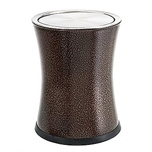 Bennett Swivel-A-Lid Small Trash Can, Metal Attractive 'Center-Inset' Designed Wastebasket, Modern Home Décor, Round Shape (Brown)