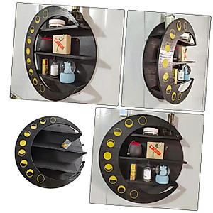 Tofficu 1pc Moon Shelf Wall Floating Shelves Moon Decorations Wood Wall Shelves Bookshelf Bathroom Wall Shelves Case Wall Storage Shelf Moon Shape Rack Bathroom Sundries Rack Ornaments