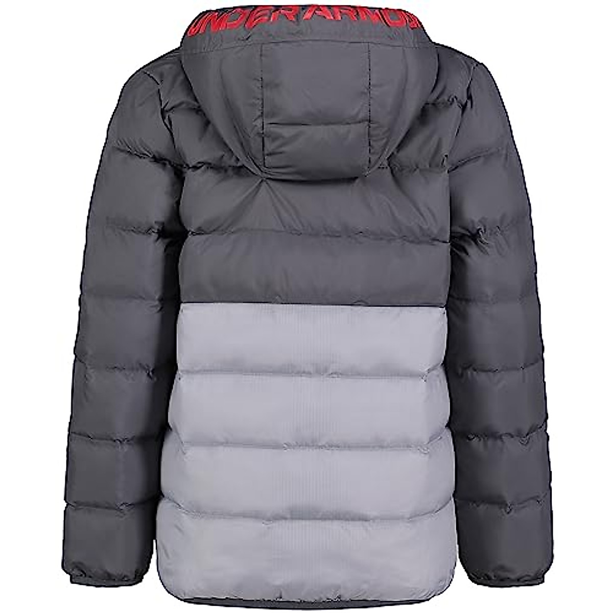 Under Armour Boys' Pronto Puffer Jacket, Mid-Weight, Zip Up Closure, Repels Water, Pitch Gray Colorblock