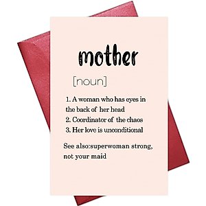 Tezivvo Funny Mother's Day Greeting Card Funny Birthday Greeting Card for Mom Mothers Day Gift for Mom Supermom Greeting Card Her Love is Unconditional