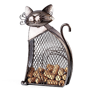 Drincarier Cat Decor Wine Cork Holder Tabletop Wine Racks Shelf Metal Wine Bottle Holder Home Decor Wine Decor… (Cat Cork Holder)…………