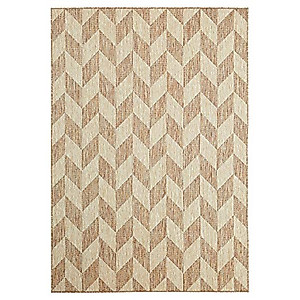 PRIYATE Chevron Outdoor/Indoor Area Rug 8' x 10' – Moroccan Inspired Ourika Geometrical Collection - Easy Clean, Pet Friendly, High Traffic Carpet - Patio, Deck, Pool Side, Living & Dining Room