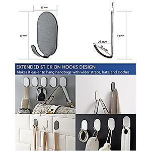 JIELAIMI Self Adhesive Hooks White, 10 Pack Sticky Hooks Extra Strong for Kitchen, Bathroom, Sink - Waterproof Carbon Steel Stick Hanger on Towel Hooks