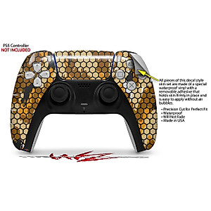 WraptorSkinz Skin Wrap compatible with Sony PS5 DualSense Controller HEX Mesh Camo 01 Orange (CONTROLLER NOT INCLUDED)