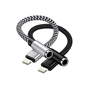 2Pack iPhone Headphone Adapter, [Apple MFi Certified] Lightning to 3.5mm Headphone/Earphone Audio Aux Jack Adapter iPhone Aux Adapter Dongle for iPhone 14 13 12 11 Pro Max Plus Mini XR XS 8 iPad iPod