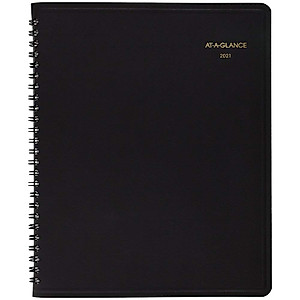 2021 Monthly Planner by AT-A-GLANCE, 8" x 10", Large, Black (701300521)