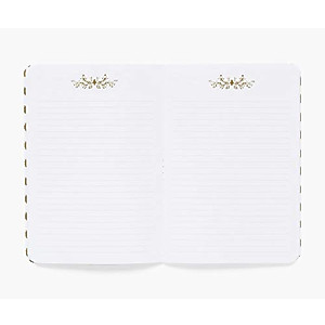 RIFLE PAPER CO. Lively Floral Stitched Notebook Set, Set Of 3 Notebooks, 64 Ruled Pages With Gold Ink, Canvas Paper Cover With White Text Paper Interior