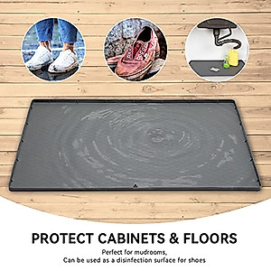 OFCTACK Under Sink Mat Silicone Waterproof Kitchen Cabinet Protectors with Unique Drain Hole Design Bathroom Under Sink Liner Shelf Mats (S, grey)