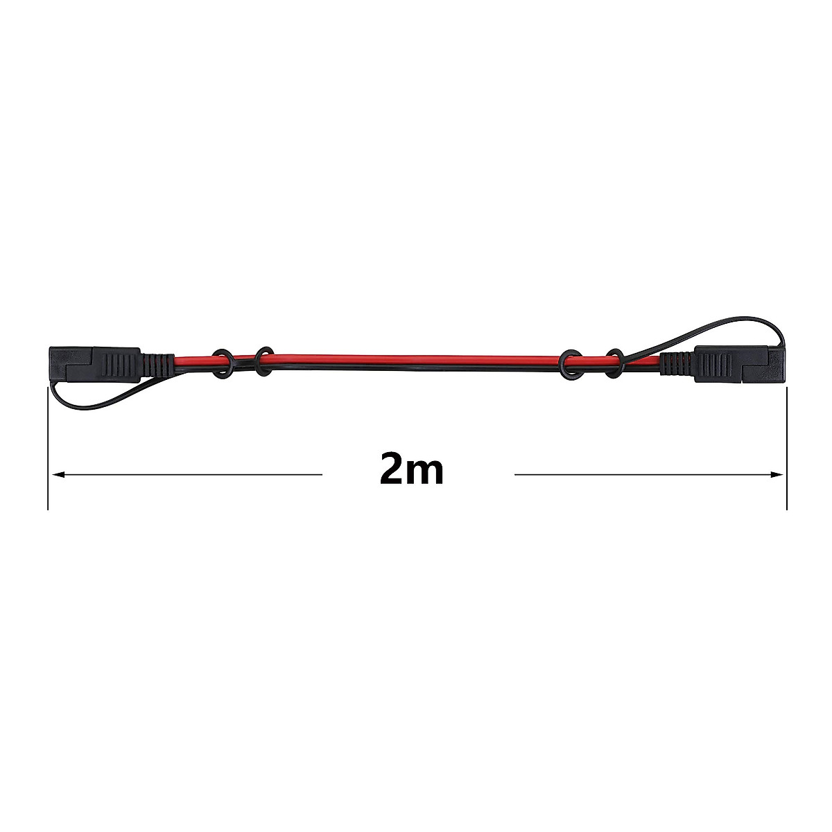 CERRXIAN 6.5FT 14AWG SAE to SAE 2 Pin Quick Disconnect Power Automotive Extension Cable with Cap for Solar Panels Battrey (Black&Red,2m)