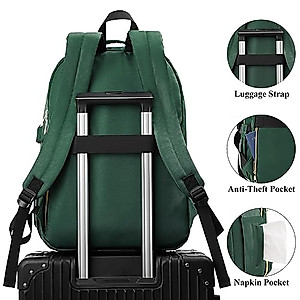 YAMTION 17.3 Inch Backpack Women,Laptop Backpack for Women USB Bookbag for Business Work Office College,Dark Green
